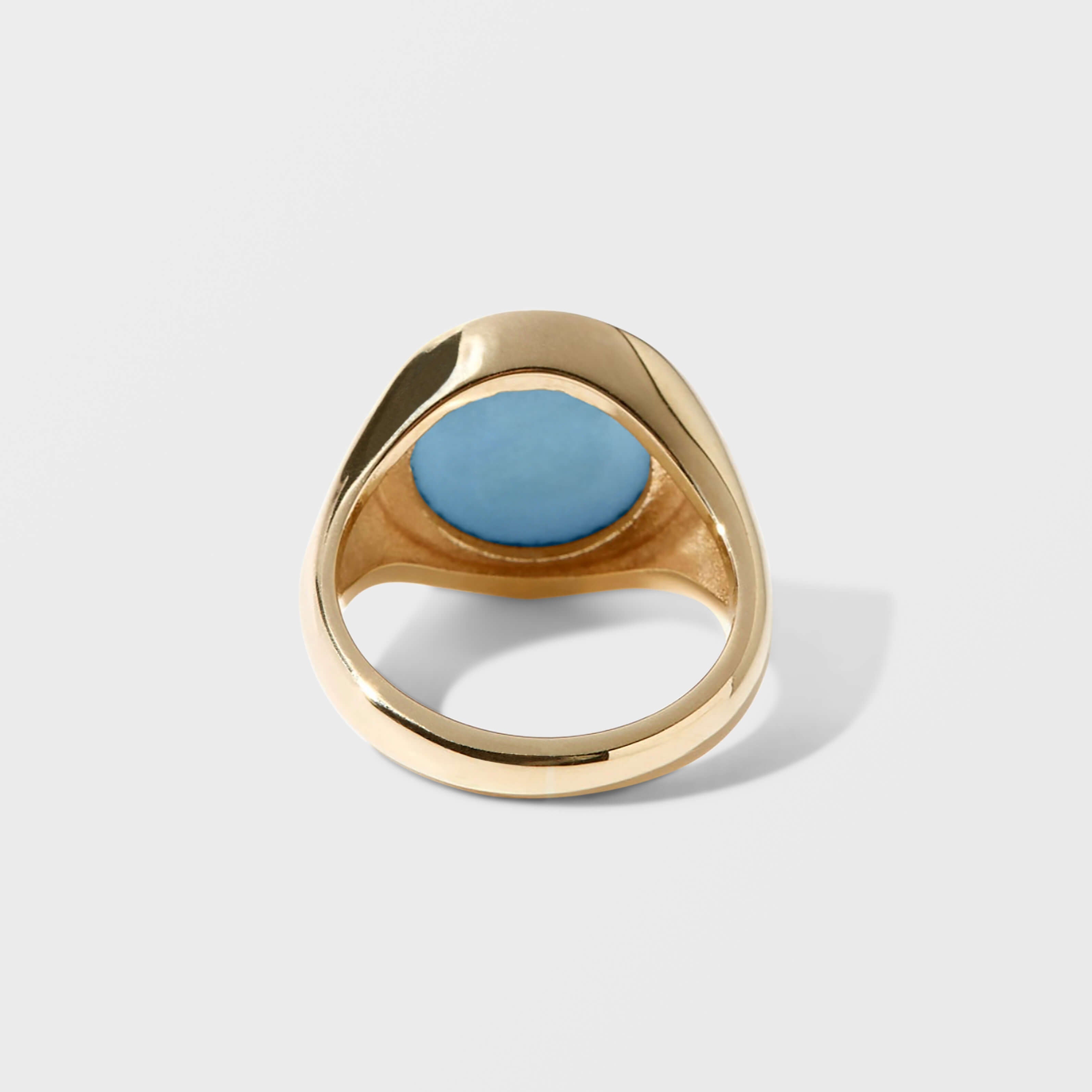 AQUA/WHITE ANCHOR VINTAGE CERAMIC CAMEO GOLD ROUND SIGNET RING – Ferian